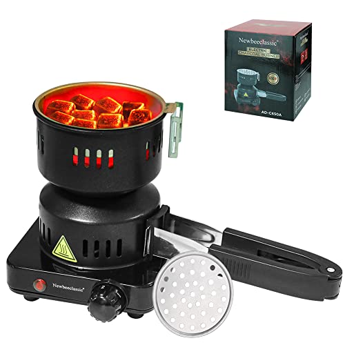 NewBeeclassic Electric Charcoal Starter,650W Durable Faster Coals Burner with Detachable Handle Stainless Steel Grill 49ft Cable,Multipurpose Fast Heating for Hookah BBQ Kitchen etc