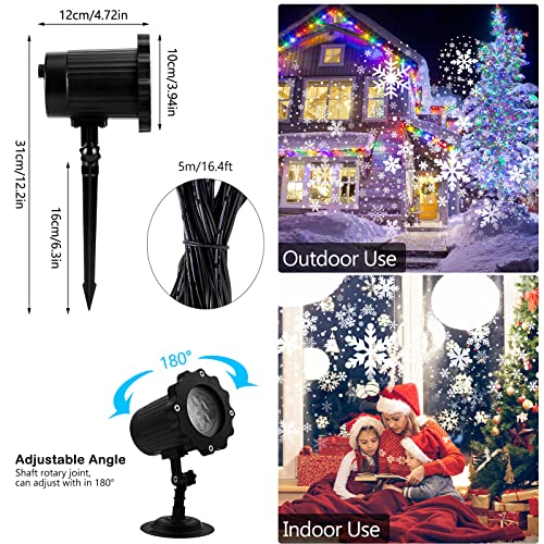 auanvel Christmas Snowflake Projector Lights Waterproof LED White Snowfall Projector Lights for Christmas, Holiday, Halloween, Party, Garden, Wedding, Indoor Outdoor Decorations