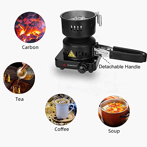 NewBeeclassic Electric Charcoal Starter,650W Durable Faster Coals Burner with Detachable Handle Stainless Steel Grill 49ft Cable,Multipurpose Fast Heating for Hookah BBQ Kitchen etc