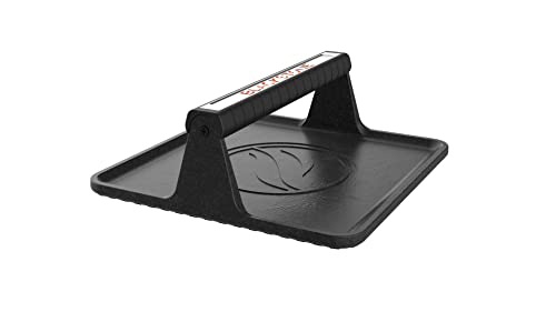 Blackstone XL Griddle Press, 5436, Cast Iron Smooth Grill Meat Press for Crispy Bacon, Evenly Cooked Steak & Healthier Hamburgers β Sandwich Sear Press, Black