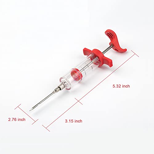 Plastic Turkey Injector Syringe, Turkey Needle Injector, Meat Injector Kit, Meat Injector Marinade, Meat Injectors for Smoking, BBQ Injector, Red 1 -oz