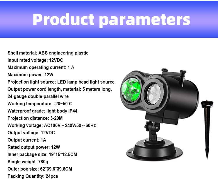 Holiday Halloween Valentine Party Christmas Diwali Projector Light (Indoor Outdoor Waterproof), 16 Slides (4 Pictures Each), 10 Wave Effects, Remote Control (Power Timer Speed Flash), 3 Mounting Ways