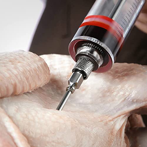 Plastic Turkey Injector Syringe, Turkey Needle Injector, Meat Injector Kit, Meat Injector Marinade, Meat Injectors for Smoking, BBQ Injector, Red 1 -oz