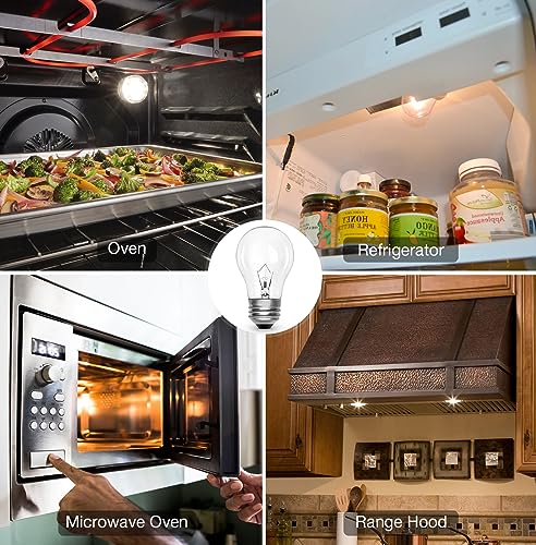 SalHawze Oven Bulb 40W Microwave E26 Medium Base, A15 Appliance Bulb, High Temperature Resistant 300 Degree Appliance Bulb Suitable for Oven, Stove, Refrigerator