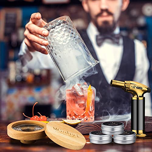 MGahyi Cocktail Smoker Kit with Torch(Without Butane) 4 Flavors Wood Chips for Drink Smoker,Old Fashioned Smoker Kit for Bourbon/Whiskey,Ideal Gifts for Men,Dad,Husband,Valentine's Day Gift (B)