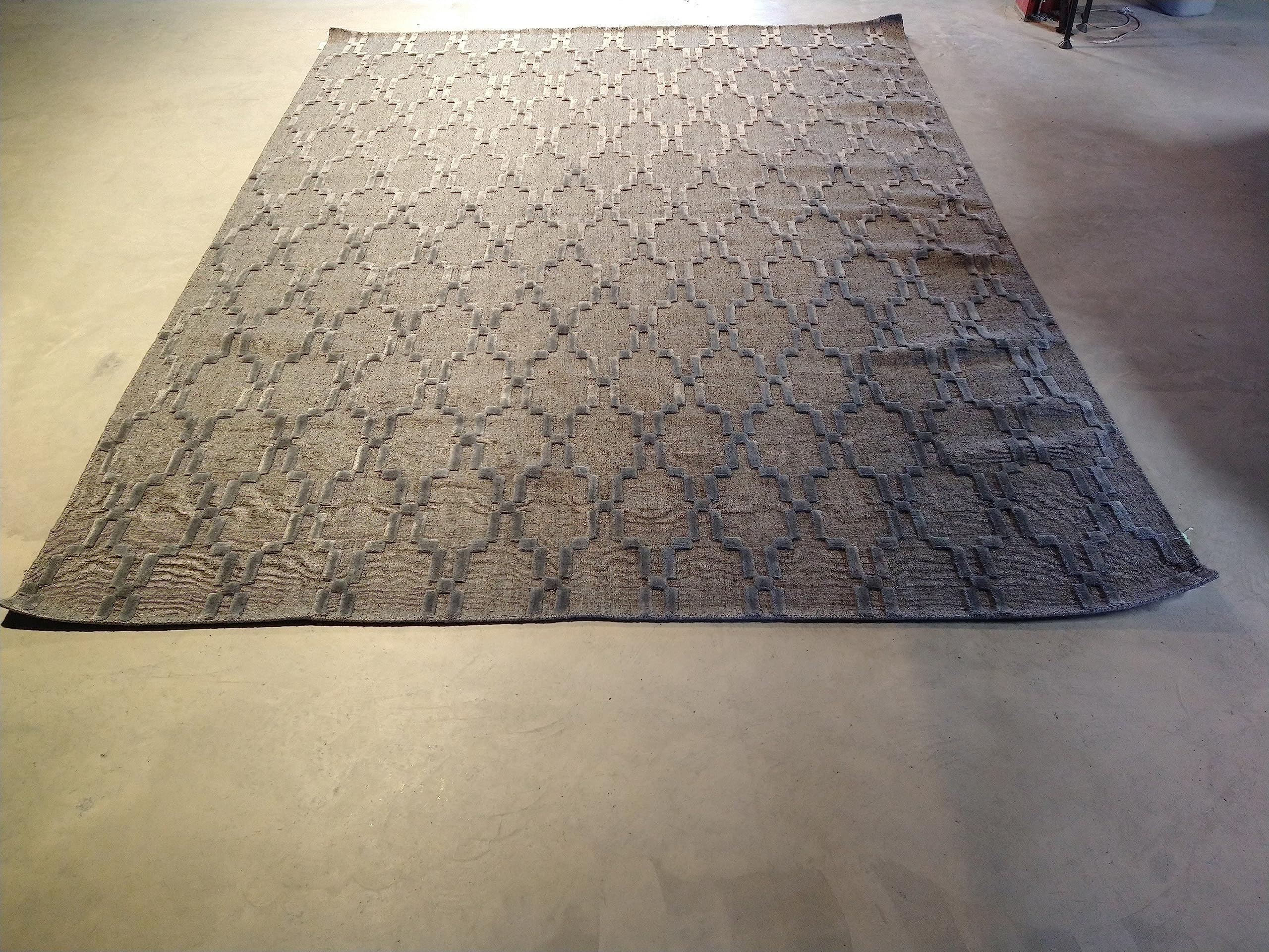 8' x 10' Gray Contemporary Rug Raised Wool and Silk Pile Handmade India #F-5659