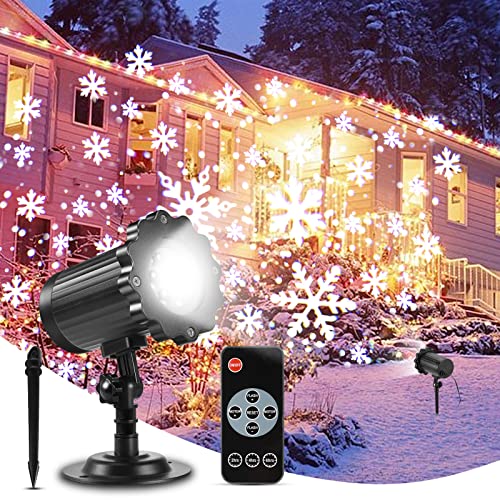 ECOWHO Christmas Projector Lights Outdoor, Rotating Snowflakes LED Light Projector with Remote Timer, IP65 Waterproof Xmas Projector Light Landscape Projection for Holiday House Wedding Halloween