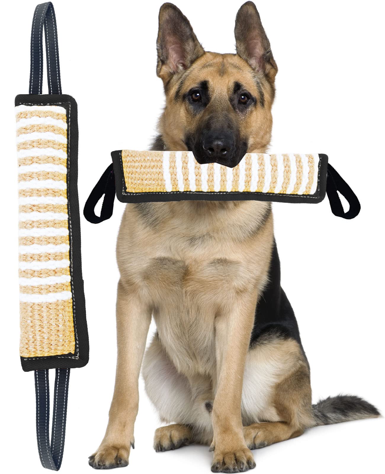 Clysrou Dog Tug Toy Dog，Tough Jute Bite Pillow - Durable, Training Equipment - Puppy to Large Dogs Interactive Toy.
