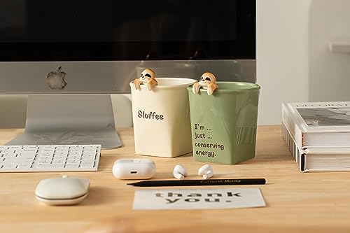 DIHOclub Ceramic Cup Funny 3D Sloth Mug Coffee Mug for Women and Men Gift for Best Friends and Coworkers (Cream-Sloth)