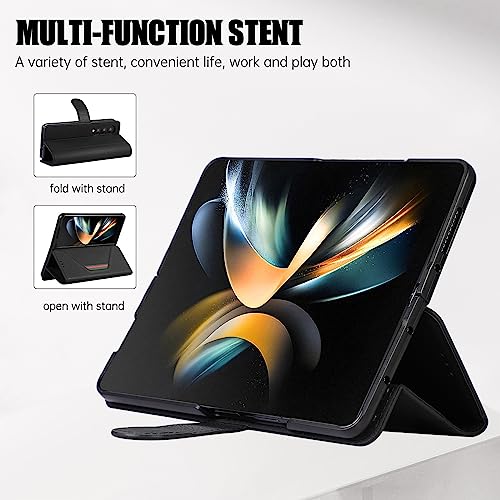 Cell Phone Flip Case Cover Kickstand Case for Samsung Galaxy Z Fold 4 5G Case,Premium PU Leather Wallet Case with Card Holder,Magnetic Closure Shockproof Case Full Body Protection Phone Cover Case ( C