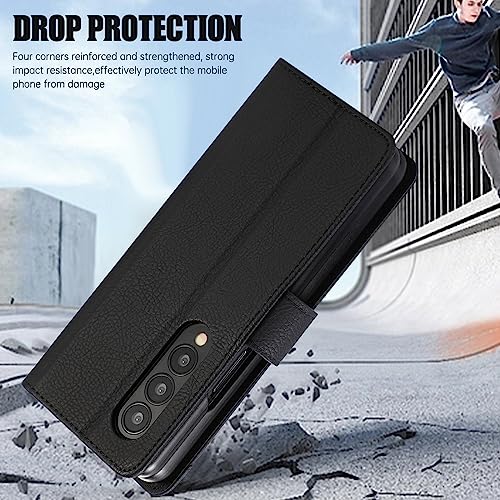 Cell Phone Flip Case Cover Kickstand Case for Samsung Galaxy Z Fold 4 5G Case,Premium PU Leather Wallet Case with Card Holder,Magnetic Closure Shockproof Case Full Body Protection Phone Cover Case ( C