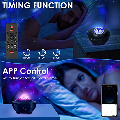 Galaxy Projector for Kids, LED Star Projector Star Lights with Remote Control, Night Light Compatible with Alexa&Google Bluetooth Speaker, Nebula Projector with Ocean Wave, Christmas Gift for Kids