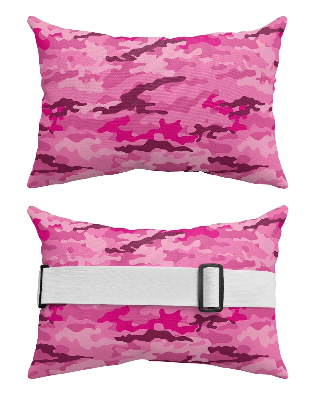 LUSWEET Beach Pillowcases Camouflage Netting Camo Pink Pool Pillowcases 2 Pillow Cases with Adjustable Elastic Tape Band Waterproof Pillowcases Camping Pillow Shams for Outdoor