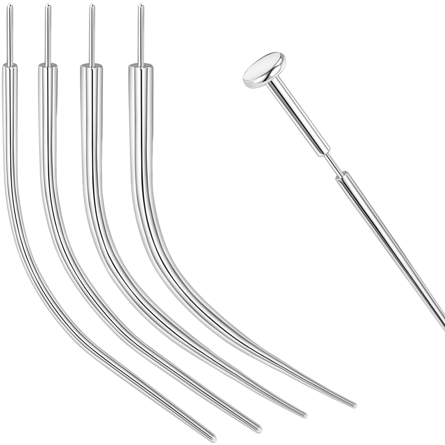 PunkTracker 20g/18g/16g/14g Curved ASTM F136 Titanium Piercing Kit Taper Insertion Pin for Threadless Tragus Helix Lip Nose Helix Piercing Jewelry Cartilage Earrings Labret Studs Nose Stud Stretcher