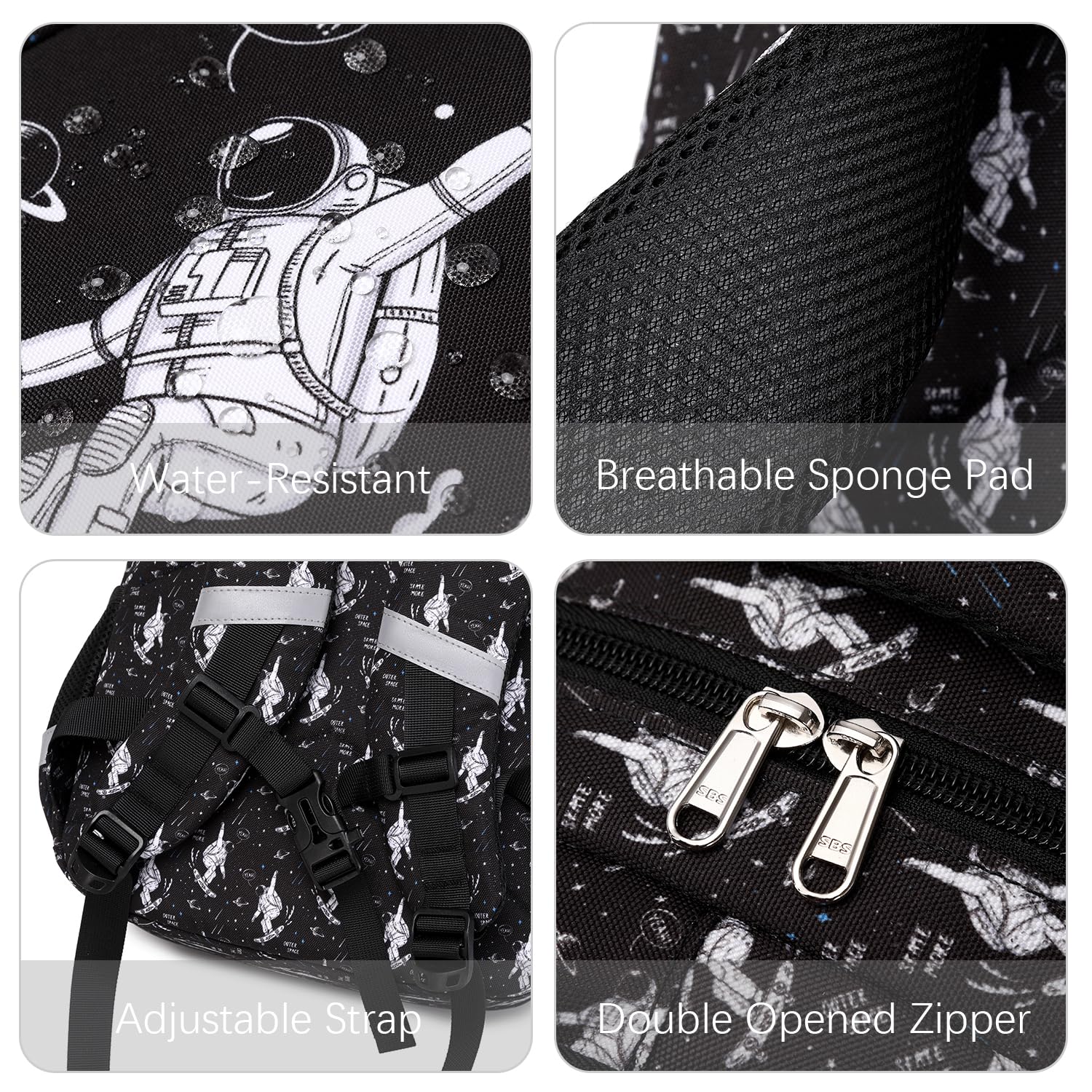 abshoo Cute Astronaut Kids Backpack For Boys School Elementary Kindergarten School Bookbag (Astronaut Black)