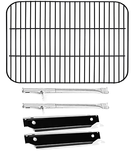 Hisencn Replacement Parts Grill Burner, Heat Plate Shield, Grill Grates for Dyna-Glo 3 Burner Open Cart Propane DGC310CNP-D, DGC310RNP-D, DGC310BNP-D, 19 3/5 inch Porcelain Coating Steel Cooking Grid