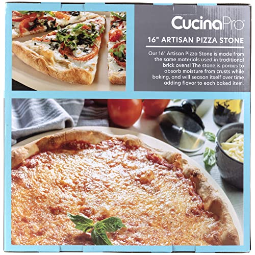 Pizza Stone for Oven, Grill, BBQ - Round 5/8 Inch Extra Thick Baking Stone w/Safe & Even Heating - XL 16.5" Pan for Crispy Crust, Made of Heavy Duty Cordierite can Withstand 550+ Degrees Fahrenheit