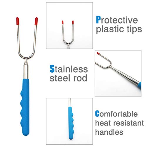 GOLF Marshmallow Roasting Sticks, 5 Pack Extra Long 34ββ Stainless Telescoping Hot Dog Smores Skewers Kids Safe Barbecue Forks for Campfire, Camping, Bonfire and Grill