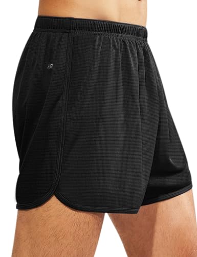 MIER Men's 3 Inch Athletic Running Shorts with Liner Quick Dry Active Lightweight Gym Sports Workout Shorts for Men, Black, M