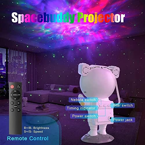 Pleshy Spacebuddy Projector, Pleshy Spacebuddy, Light Projector for Bedroom , Astronaut Star Night Light Projector, Night Light Projector for Kids, Adult (1 pcs Black-Gold)