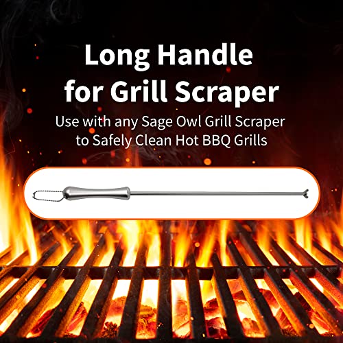 Sage Owl Grill Scraper Long Handle - Combine This Grate Scraper Accessory with Your Sage Owl Grill Scraper to Clean Your BBQ Grill While It is Still HOT