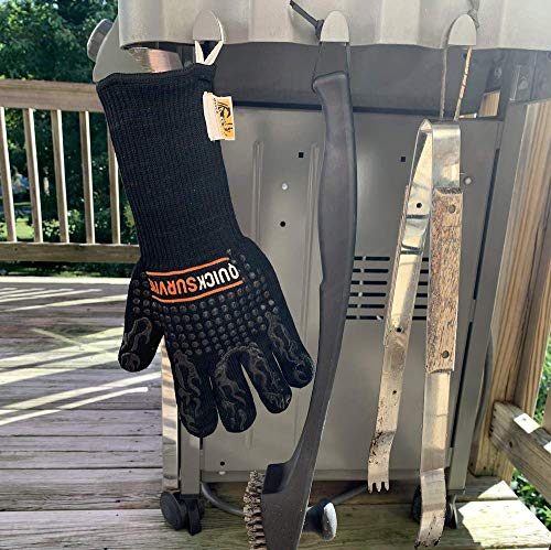 QUICKSURVIVE - Extreme Heat Resistant Glove up to 932F for BBQ, Grilling, Baking Fire Pit and Fire Place Fire Safety Glove ( 2 Gloves Total)