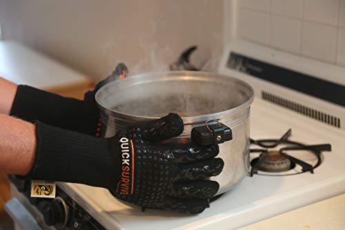 QUICKSURVIVE - Extreme Heat Resistant Glove up to 932F for BBQ, Grilling, Baking Fire Pit and Fire Place Fire Safety Glove ( 2 Gloves Total)