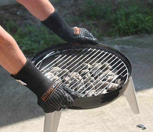 QUICKSURVIVE - Extreme Heat Resistant Glove up to 932F for BBQ, Grilling, Baking Fire Pit and Fire Place Fire Safety Glove ( 2 Gloves Total)