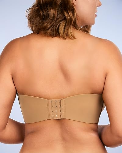 HSIA Strapless Bras for Women, Plus Size Bra with Underwire Lightly Lined Convertible Bandeau Bra for Big Large Busted