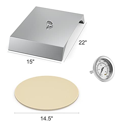 Skyflame Universal Stainless Steel Pizza Oven Kit with Stone for Most Gas Grills and Pellet Grill Conversion Kit, 22x15 Inches