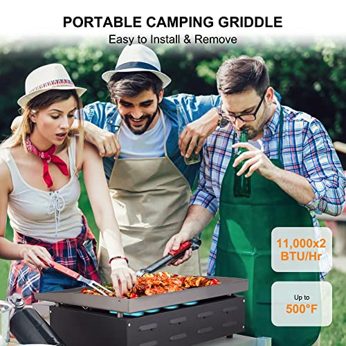 Flat Top Griddle Grill Station,Camplux Propane Gas Tabletop Griddle for Camping,Outdoor,Tailgating,Kitchen-BBQ Grill with Knobs & Ignition,22 inch