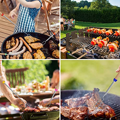 8 PCS Marshmallow Roasting Sticks for Fire Pit, Retractable Grill Forks Smores Sticks Kit for Fire Pit, Marshmellow Roasting Tongs BBQ Tools, TIMDAM Stainless Steel Smores Skewers Campfire Accessories