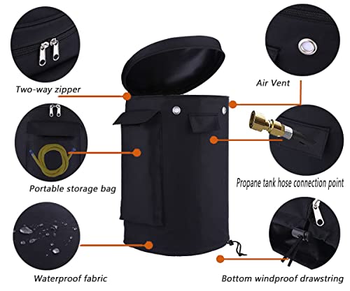 SIRUITON 600D Heavy Duty Propane Tank Cover Fits Standard 20 lb Tank Cylinder, Upgrade Stable Tabletop Feature,UV and Weather Resistant ,Ventilated with Storage Pocket