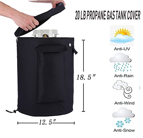 SIRUITON 600D Heavy Duty Propane Tank Cover Fits Standard 20 lb Tank Cylinder, Upgrade Stable Tabletop Feature,UV and Weather Resistant ,Ventilated with Storage Pocket