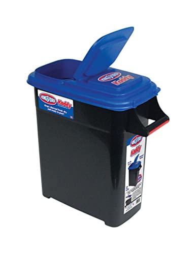 Kingsford Charcoal Storage Container - Charcoal Bin Holds Up to 22 LB Capacity, Stackable Black Bin, Heavy Duty Grip Handle, Blue Flip Lid, for Charcoal Pellets, Wood Pellets, Smoker Pellets