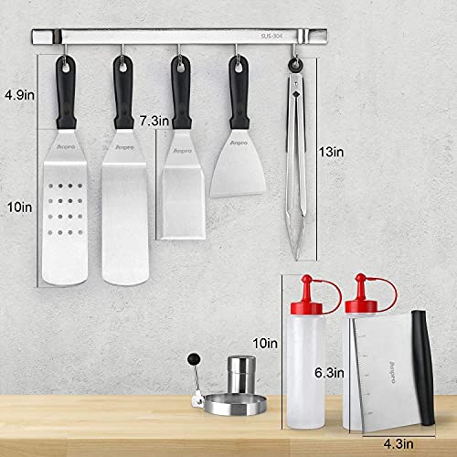 Anpro Griddle Accessories Set for Blackstone and Camp Chef Griddle, 15 PCS Flat Top Grill Accessories Set with Griddle Scraper, Metal Spatula, Egg Rings for Outdoor BBQ, Camping, Gifts for Fathers Day