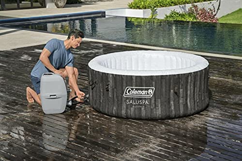 Coleman SaluSpa 71" x 26" AirJet Inflatable Hot Tub, 2-4 Person - Bahamas Natural Wood Print