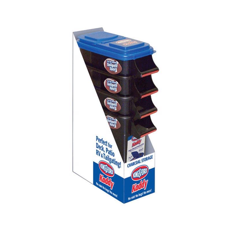 Kingsford Charcoal Storage Container - Charcoal Bin Holds Up to 22 LB Capacity, Stackable Black Bin, Heavy Duty Grip Handle, Blue Flip Lid, for Charcoal Pellets, Wood Pellets, Smoker Pellets