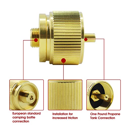 MENSI Propane Gas Camping Stove Adapter 1LB Small Tank Convert to EN417 Bottle Thread 7/16" Brass Adapter