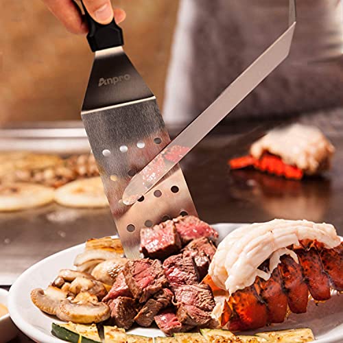 Anpro Griddle Accessories Set for Blackstone and Camp Chef Griddle, 15 PCS Flat Top Grill Accessories Set with Griddle Scraper, Metal Spatula, Egg Rings for Outdoor BBQ, Camping, Gifts for Fathers Day