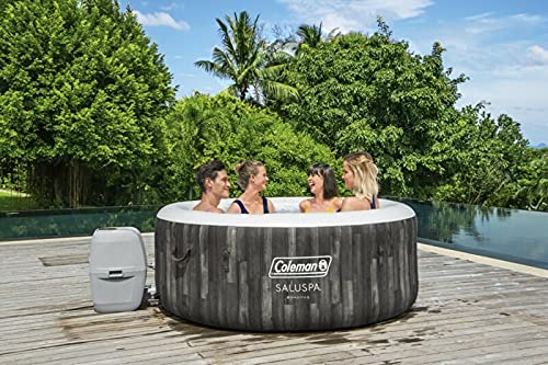 Coleman SaluSpa 71" x 26" AirJet Inflatable Hot Tub, 2-4 Person - Bahamas Natural Wood Print
