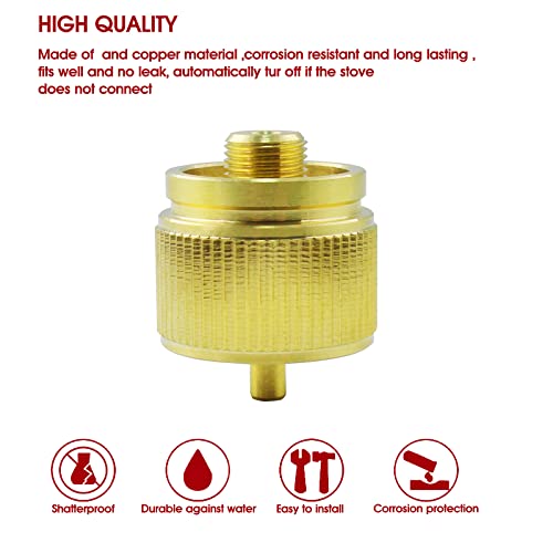 MENSI Propane Gas Camping Stove Adapter 1LB Small Tank Convert to EN417 Bottle Thread 7/16" Brass Adapter