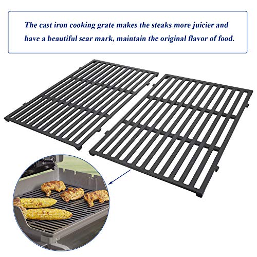 Utheer 7638 17.5 Inch Cast Iron Grill Grates Replacement for Weber Spirit I & II 300 Series, Spirit 700, Genesis 1000-3500, Spirit E/S-310, E/S-320, E/S-330, Genesis Silver Gold Platinum B/C, 7639