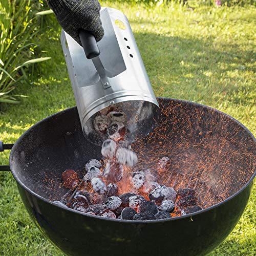 Charcoal Chimney Starter BBQ Grill Lighter Barbecue Fire Starter Grilling for BBQ Charcoal Grill Briquette Coal Fire Starter Chimney for Grills Outdoor Cooking Charcoal Can Accessories