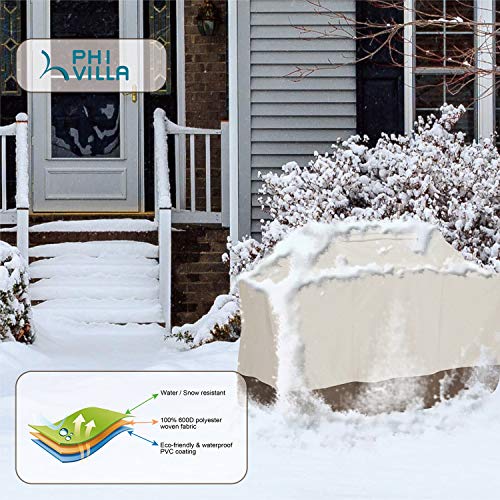 PHI VILLA 65" L x 24" D x 49" H Outdoor BBQ Grill Cover with Weather Resistant Fabric, Large Grill Cover Heavy Duty, Rip-Proof,UV-Resistant Medium