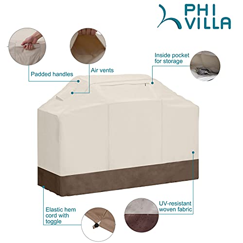 PHI VILLA 65" L x 24" D x 49" H Outdoor BBQ Grill Cover with Weather Resistant Fabric, Large Grill Cover Heavy Duty, Rip-Proof,UV-Resistant Medium