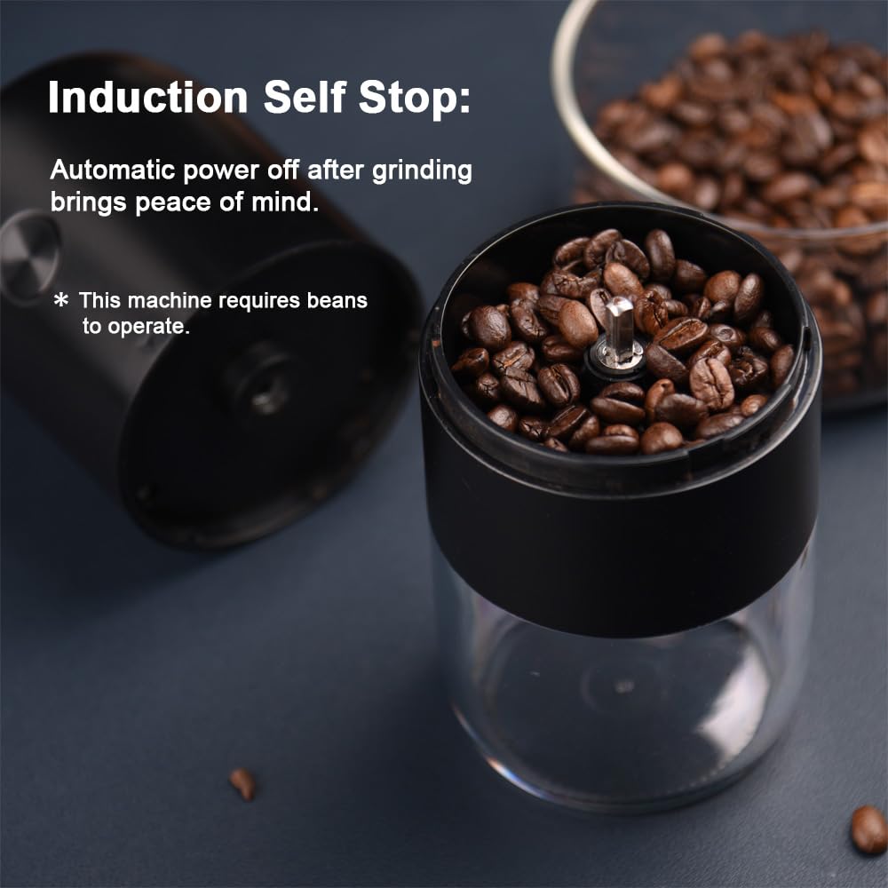 SEEDREAM Portable Electric Burr Coffee Grinder, Small Electric Rechargeable Mini Coffee Grinder with Multiple Grinding Settings