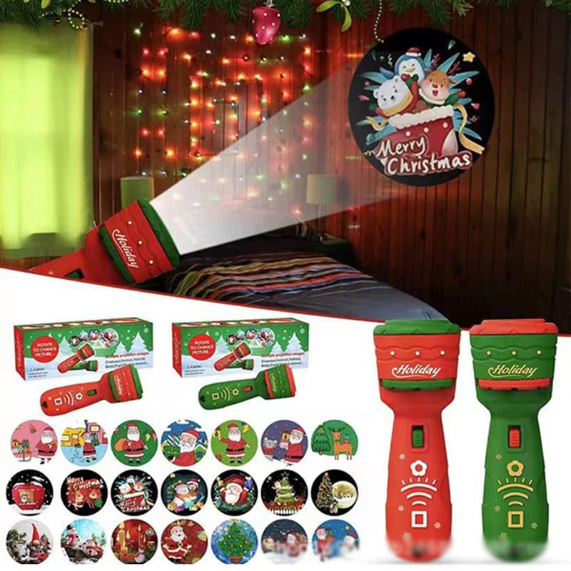 MONEYN Slide Projector Torch Projection Light, Christmas Day Children's Light Projector Fun Lighting Flashlight, Kids Toddler Fun Cognition Bedtime Education Projection Light (Random Color 1pcs)