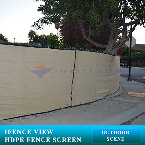Ifenceview 5'x3' to 5'x50' Beige Shade Cloth/Fence Privacy Screen Fabric Mesh Net for Construction Site, Yard, Driveway, Garden, Railing, Canopy, Awning 160 GSM UV Protection (5' X 10')