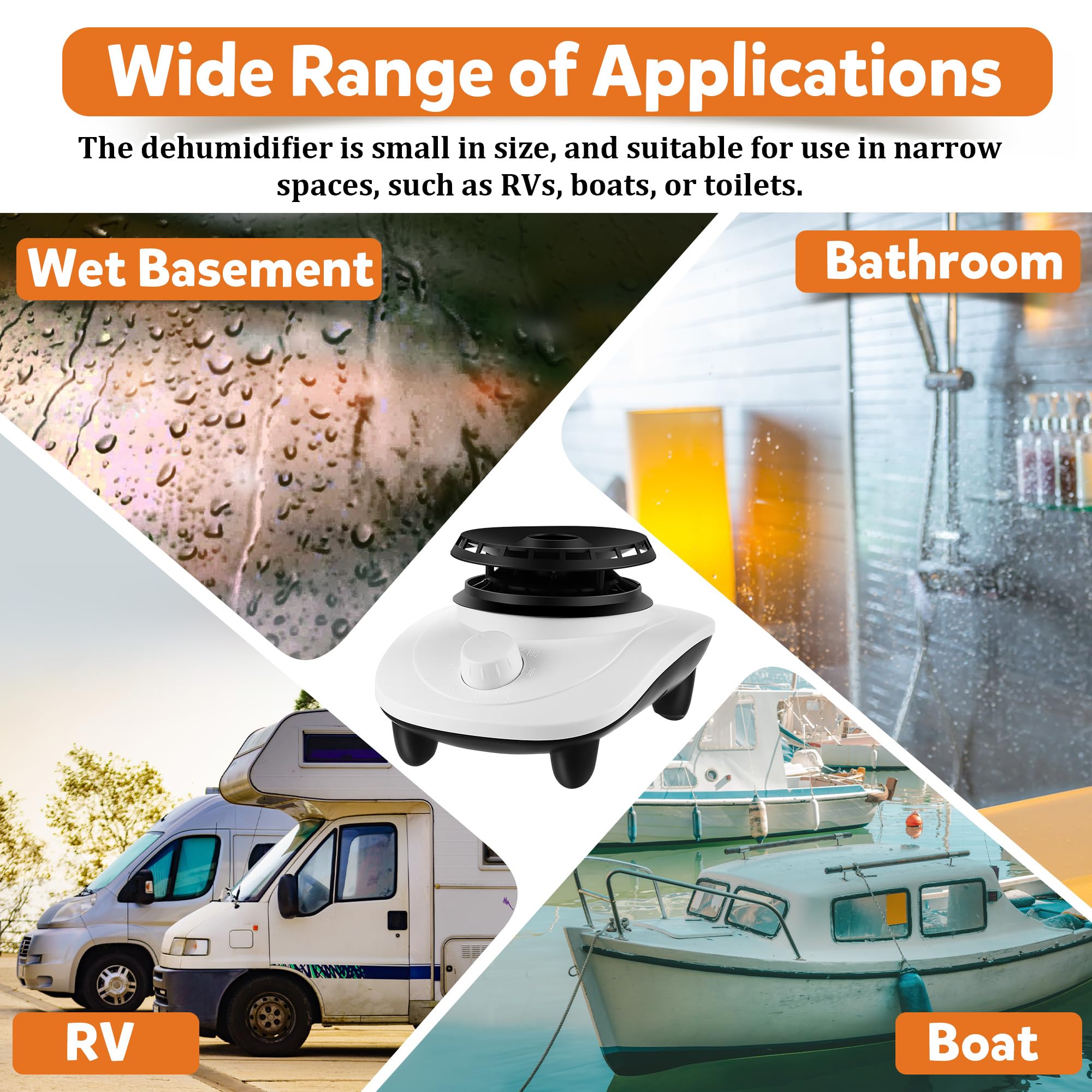 Air Dryer, 131°F Warm Air Circulator and Stor Dry fit Small Spaces(160sq ft), Silent Design 180W Low Power Draw Marine Dehumidifier Against Humidity, Accelerates Air Drying and Circulation